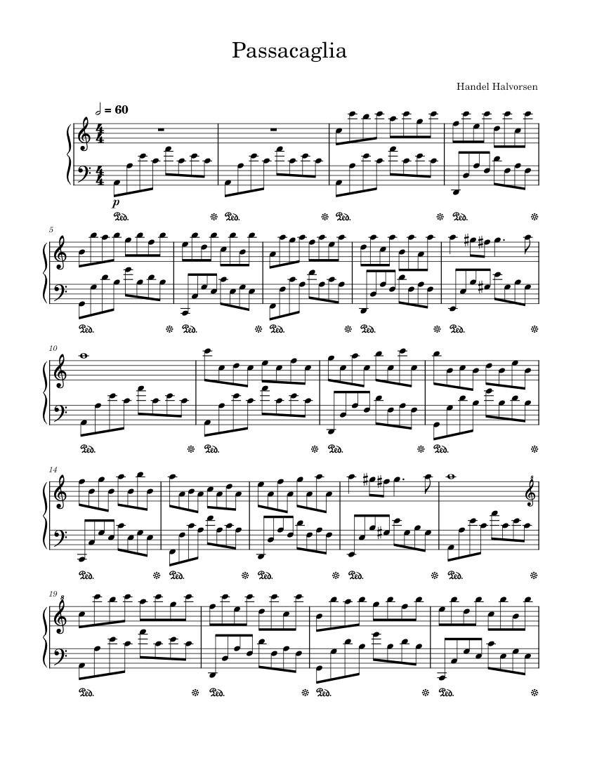 Passacaglia – Johan Halvorsen Sheet music for Piano (Solo) Easy ...