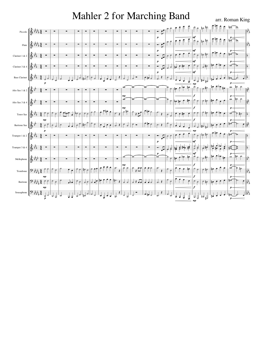 Mahler 2 for Marching Band Sheet Music for Trombone, Tuba, Flute ...