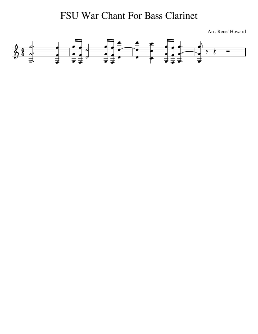 FSU_War_Chant_For_Bass_Clarinet Sheet music for Piano (Solo) Easy ...
