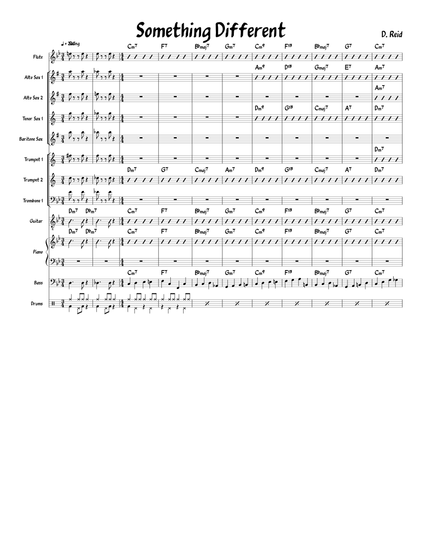 Something Different Sheet Music with Chords for Piano, Trombone, Flute ...