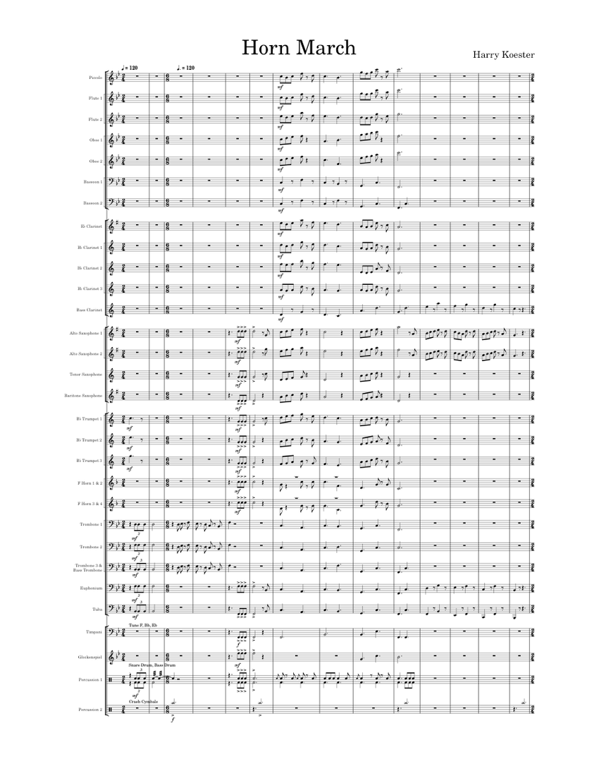 Horn March Sheet music for Trombone, Euphonium, Tuba, Flute piccolo ...