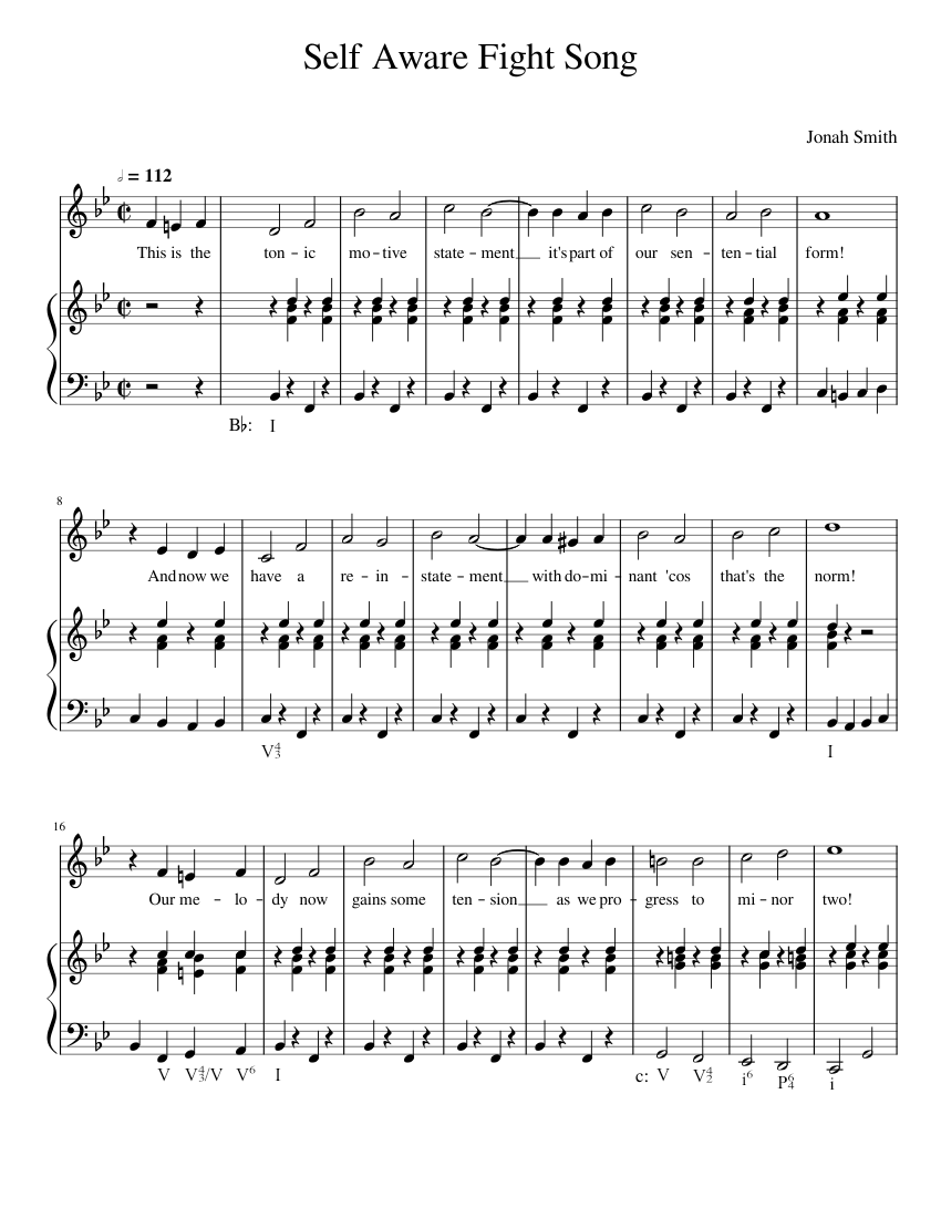 The Self Aware Fight Song Sheet Music with Chords for Piano (Solo) easy ...