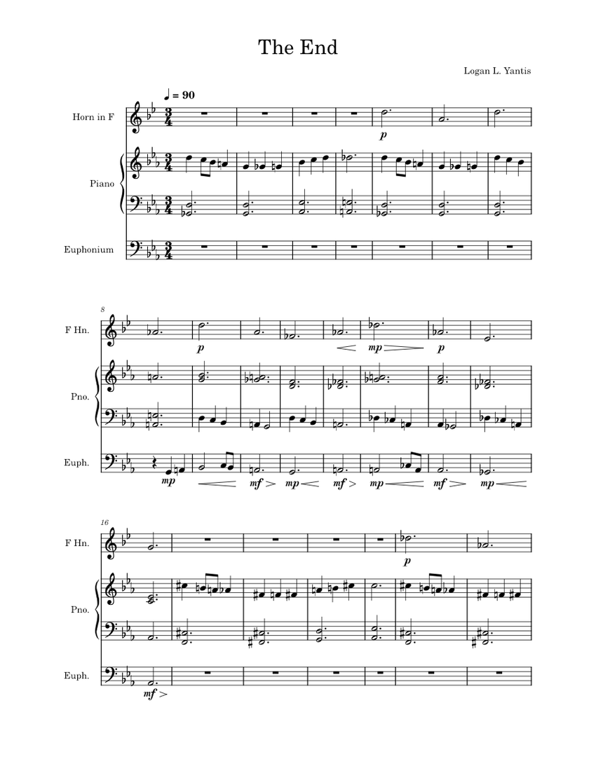 The End Sheet music for Piano, Euphonium, French horn (Mixed Trio ...