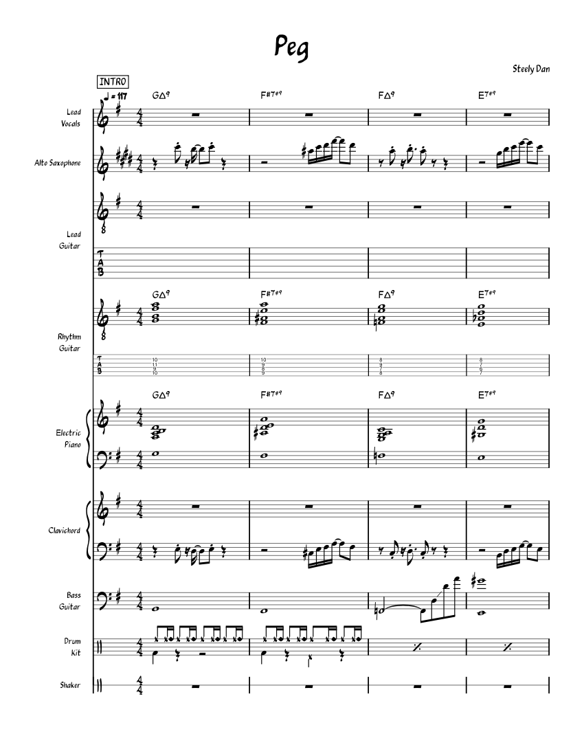 Peg - Steely Dan Sheet Music and Tab with Chords for Piano, Vocals ...