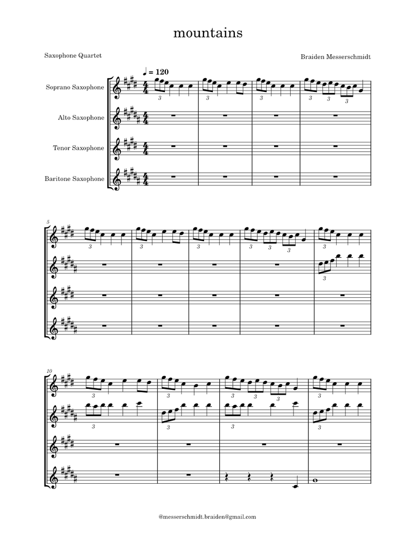 mountains- Braiden Messerschmidt Sheet music for Saxophone alto ...