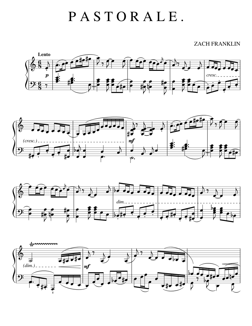 Pastorale Sheet Music for Piano (Solo) | MuseScore.com