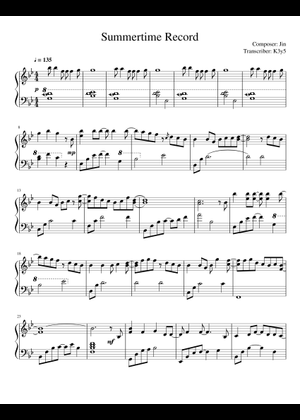 Summertime Record - JubyPhonic Sheet Music for Piano (Solo) | MuseScore.com