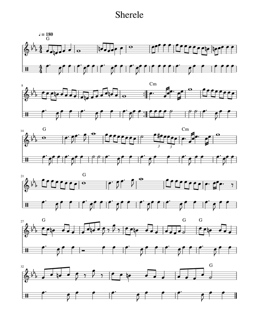 Sherele Sheet music for Drum group, Saxophone other (Mixed Duet ...
