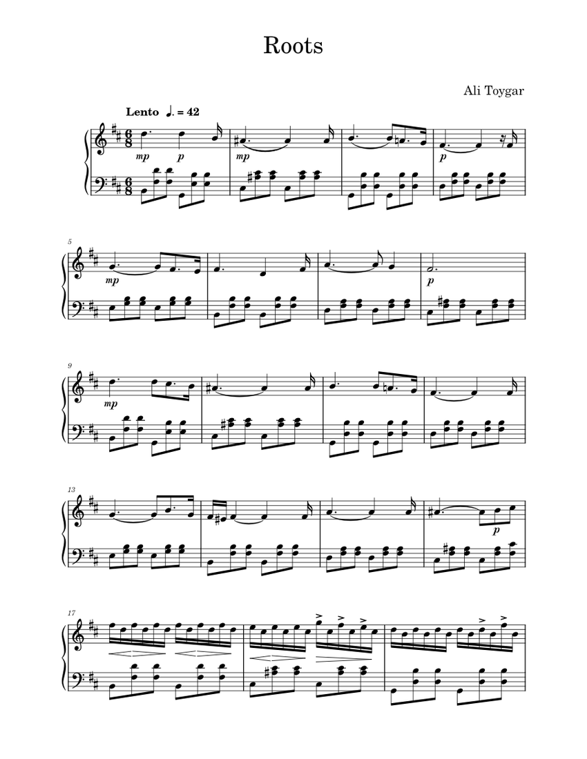Roots – Ali Toygar Roots Sheet music for Piano (Solo) | Musescore.com