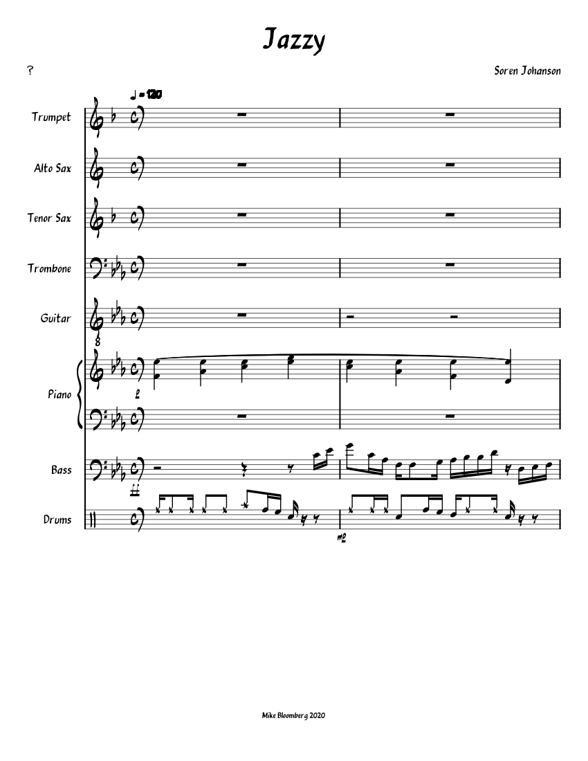 Jazzy Sheet music for Piano, Trombone, Saxophone alto, Saxophone tenor ...