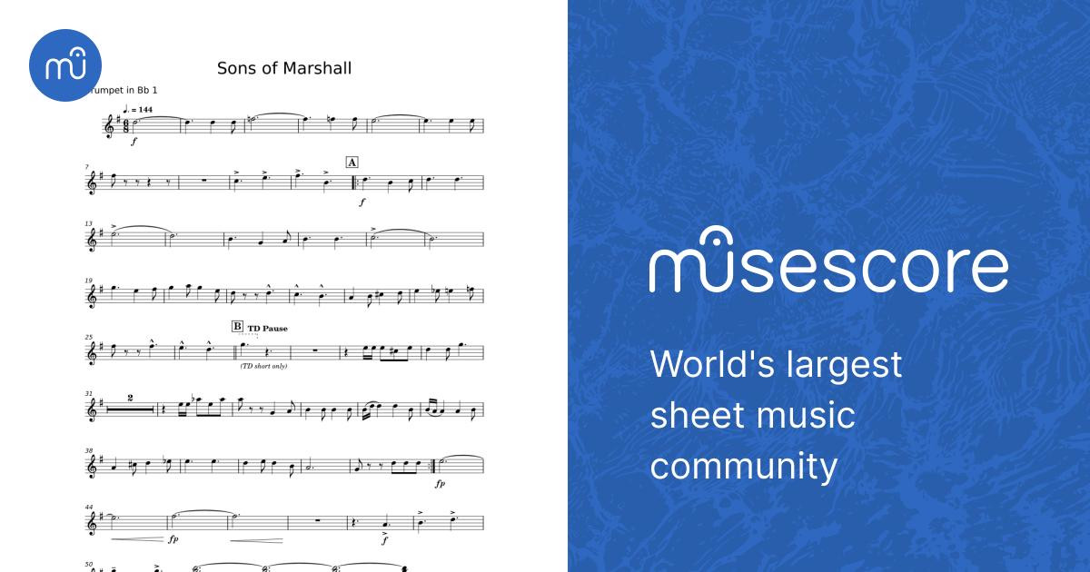 Sons of Marshall Sheet Music for Trumpet in b-flat (Solo) | MuseScore.com