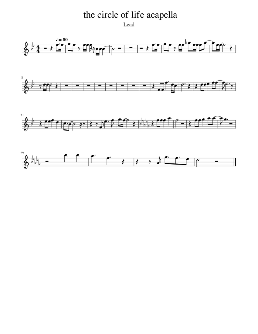 circle_of_life_lead Sheet music for Piano (Solo) | Musescore.com