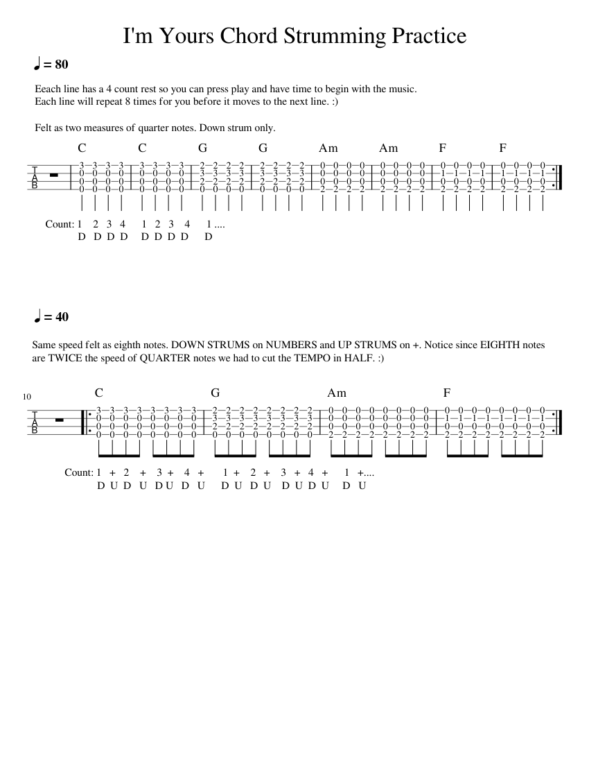 Chord Strumming Practice Sheet music for Ukulele (Solo) | Musescore.com