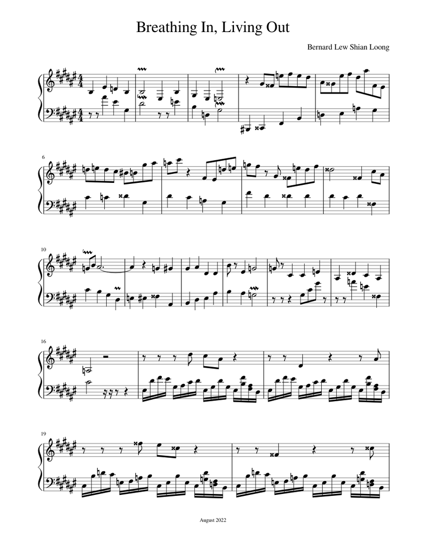 Breathing In, Living Out Sheet music for Piano (Solo) | Musescore.com