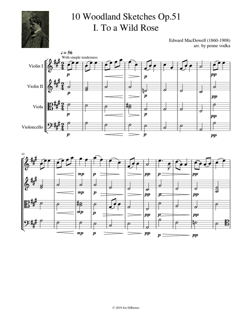 10 Woodland Sketches Op.51 I. To a Wild Rose Sheet Music for Violin ...