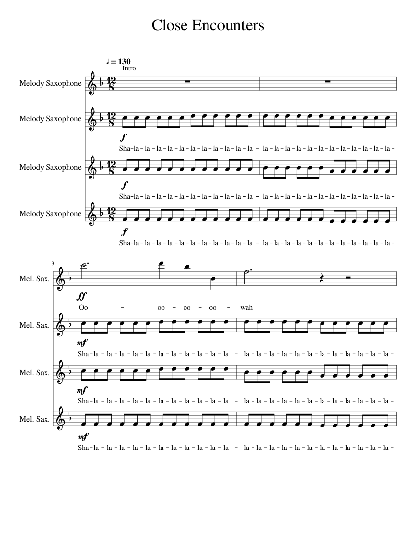 Close Encounters Sheet music for Saxophone other (Saxophone Ensemble ...