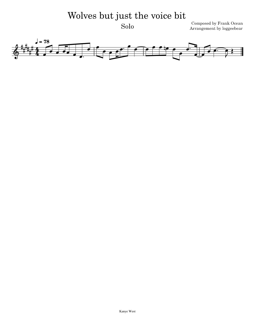 Wolves but just the first bit Sheet Music for Piano (Solo) Easy ...