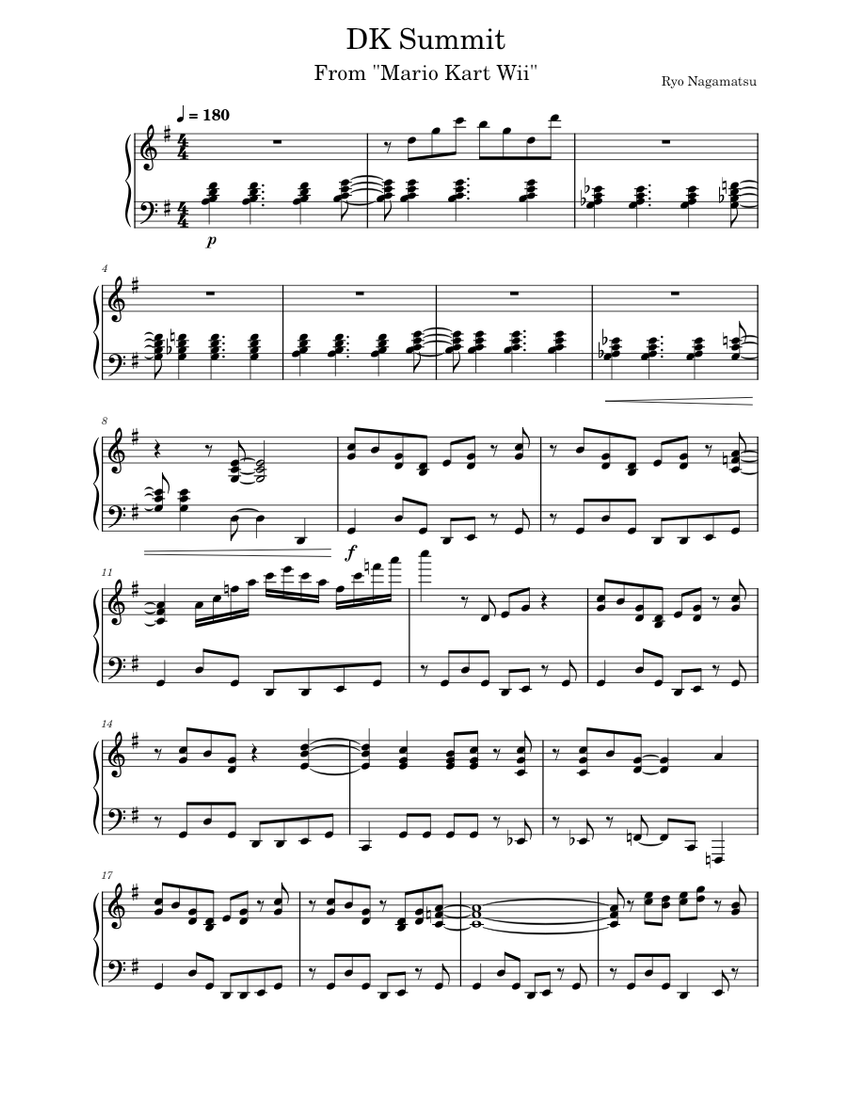 DK Summit – Mario Kart Wii Sheet music for Piano (Solo) | Musescore.com