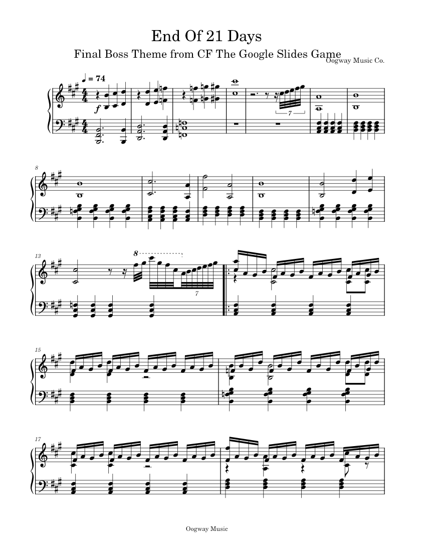 End Of 21 Days Sheet music for Piano (Solo) | Musescore.com