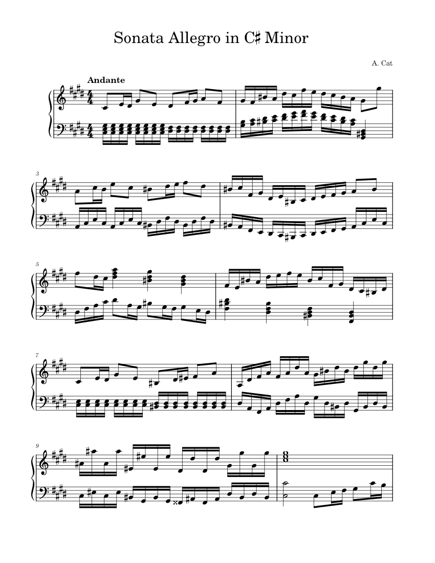 Sonata Allegro in C♯ Minor - Annoying Cat - piano tutorial