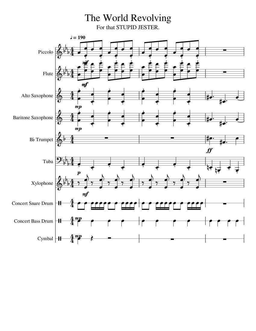 The World Revolving Sheet music for Tuba, Flute piccolo, Flute ...