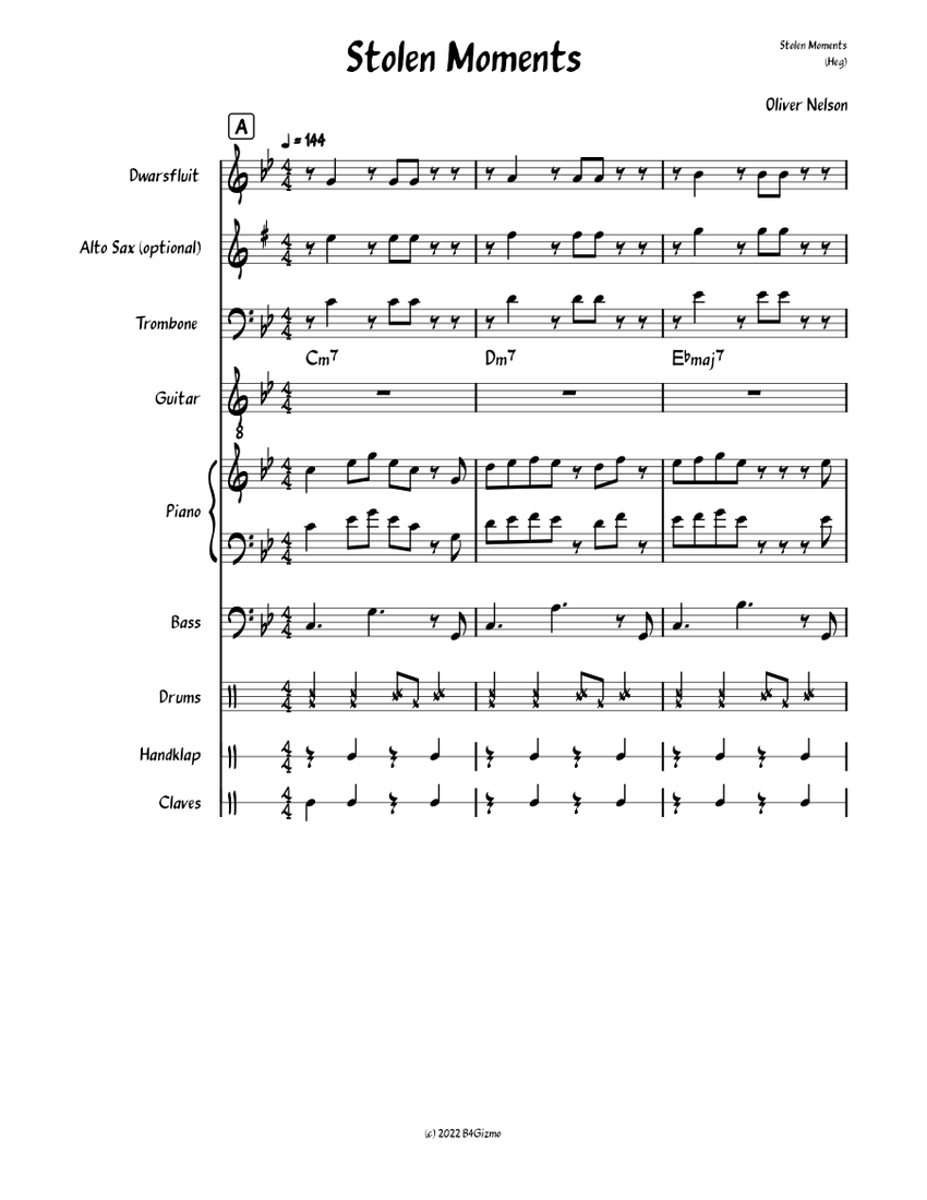Stolen moments – Oliver Nelson Stolen Moments Sheet Music with Chords ...