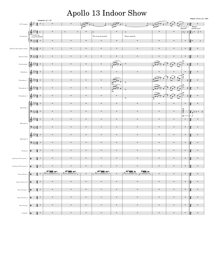 Apollo 13 Indoor Show Sheet Music for Trumpet in b-flat, Vibraphone ...