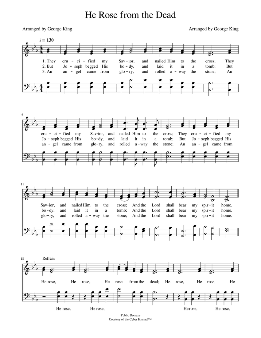 He rose from the dead - George King Sheet music for Piano (Piano Duo ...
