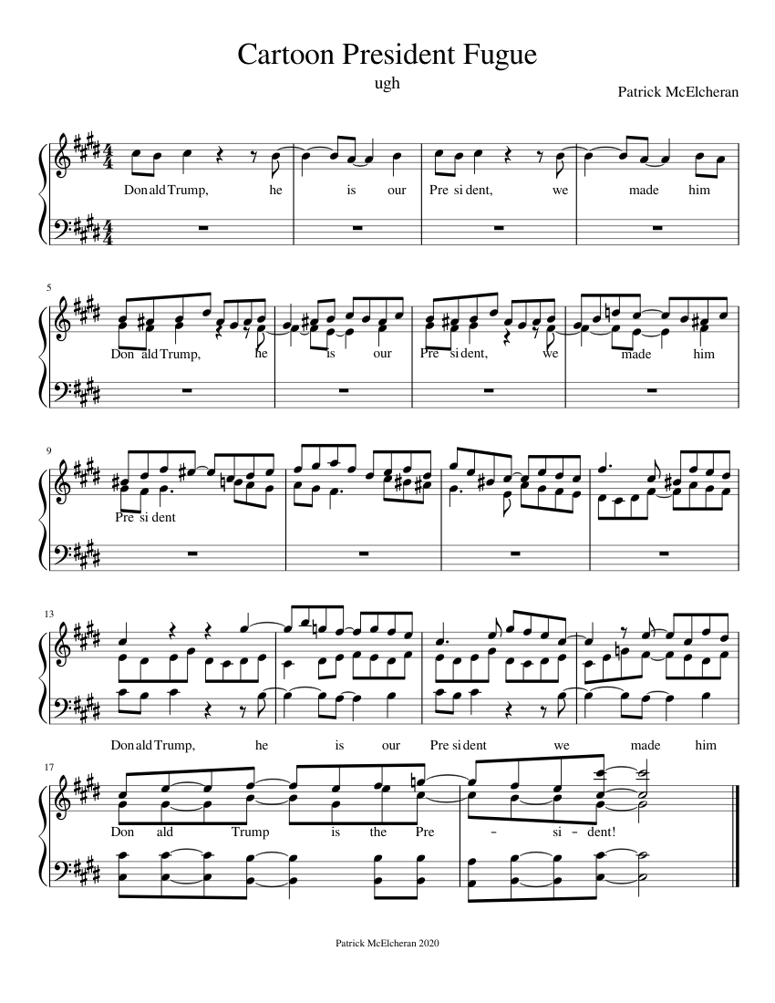 Cartoon President Fugue Sheet music for Piano (Solo) Easy | Musescore.com
