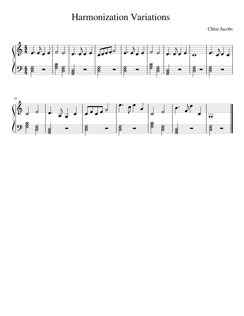 Harmonization Variations Sheet music for Piano (Solo) Easy | Musescore.com
