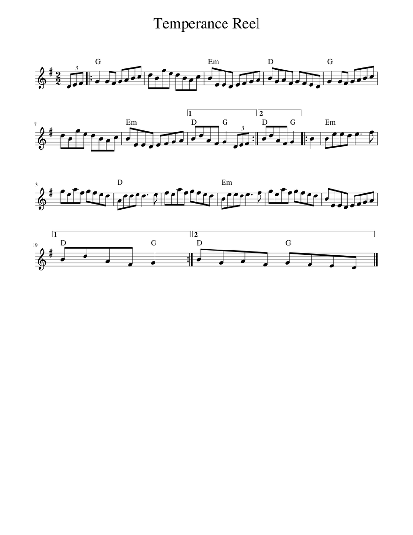 Temperance Reel Sheet music for Piano (Solo) Easy | Musescore.com