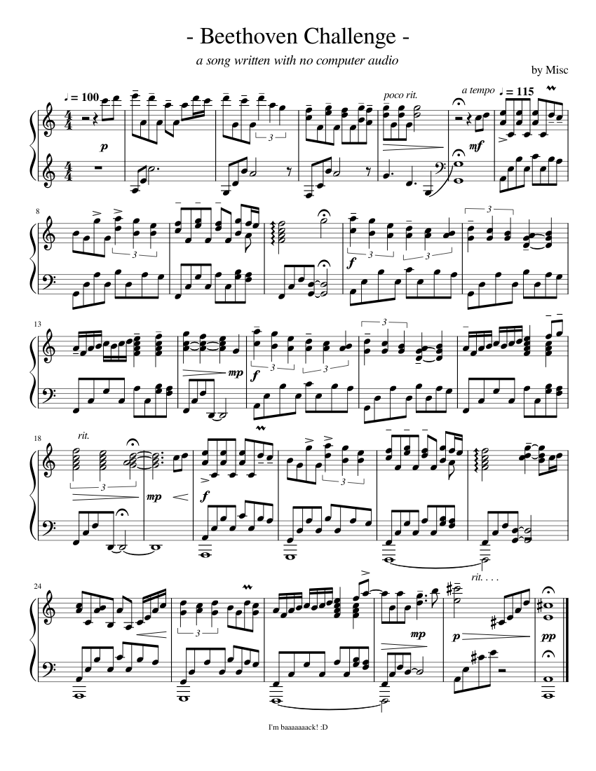 Beethoven Challenge - no audio! Sheet music for Piano (Solo ...