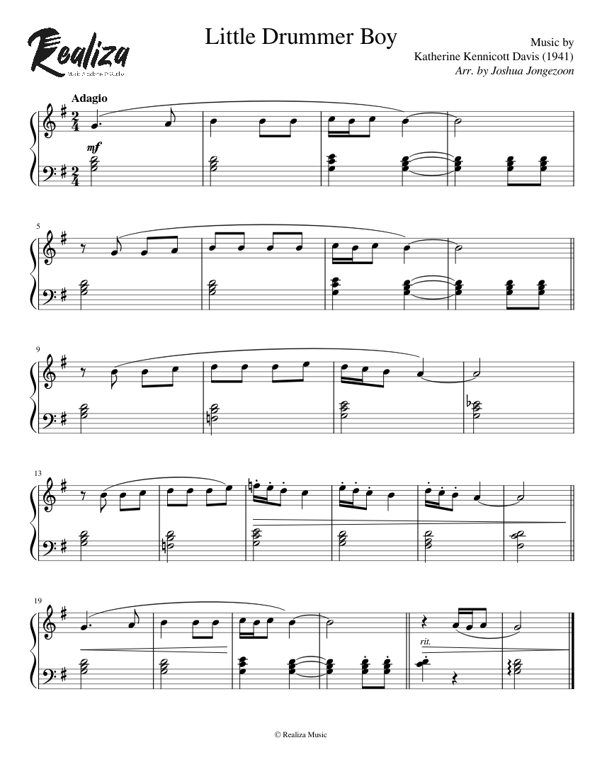 Little Drummer Boy Sheet music for Piano (Solo) Easy | Musescore.com