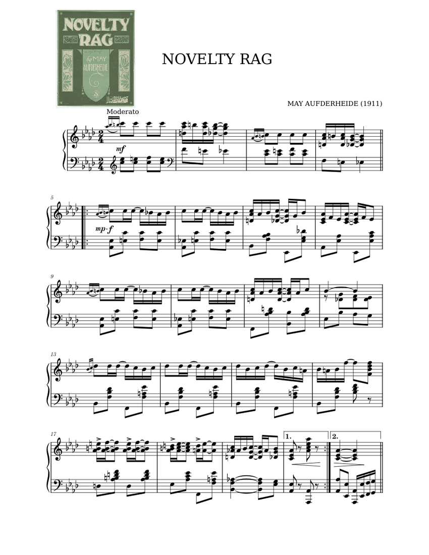 Novelty Rag by May Aufderheide (1911) Sheet Music for Piano (Solo ...