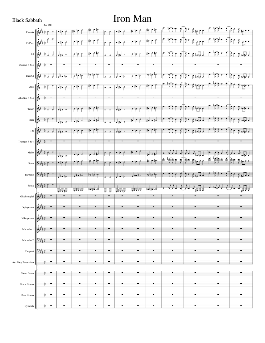 Iron Man Sheet Music for Trombone, Tuba, Flute piccolo, Flute & more ...