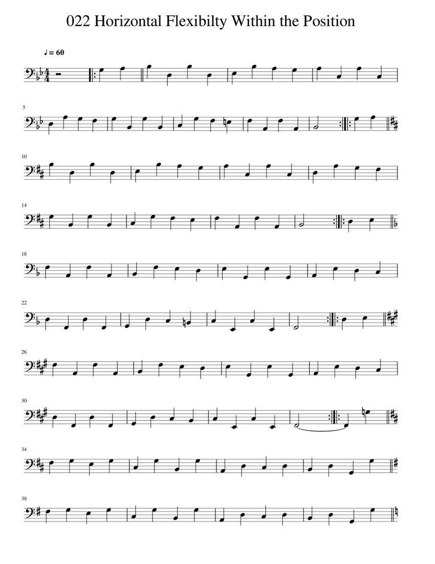 022 Horizontal Flexibilty Within the Position Sheet music for Piano ...