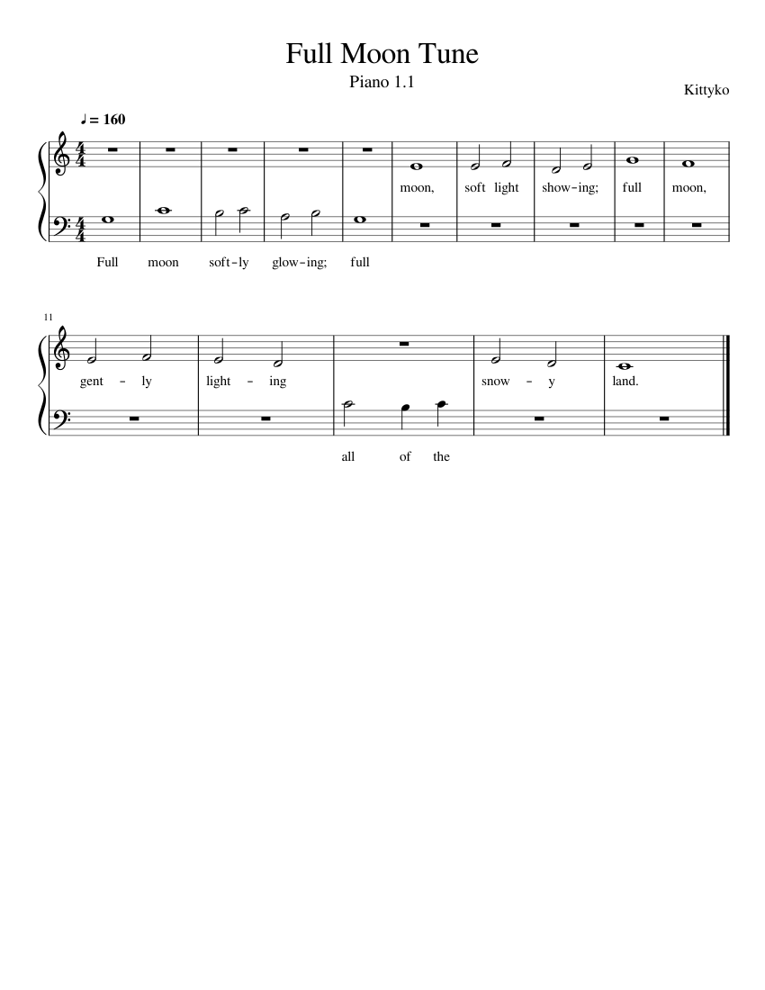 Full Moon Tune Sheet music for Piano (Solo) | Musescore.com