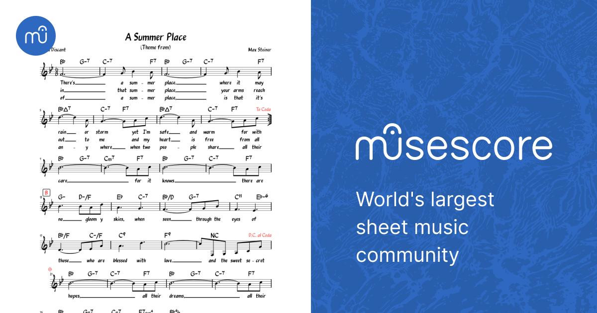 A Summer Place (Lead sheet with lyrics ) Sheet Music with Chords for ...