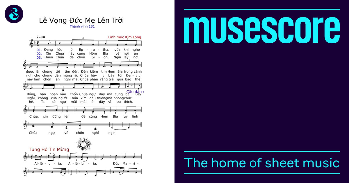 13. Lễ Vọng Đức Mẹ lên trời - Tv 131 – Lm. Kim Long Sheet music for ...