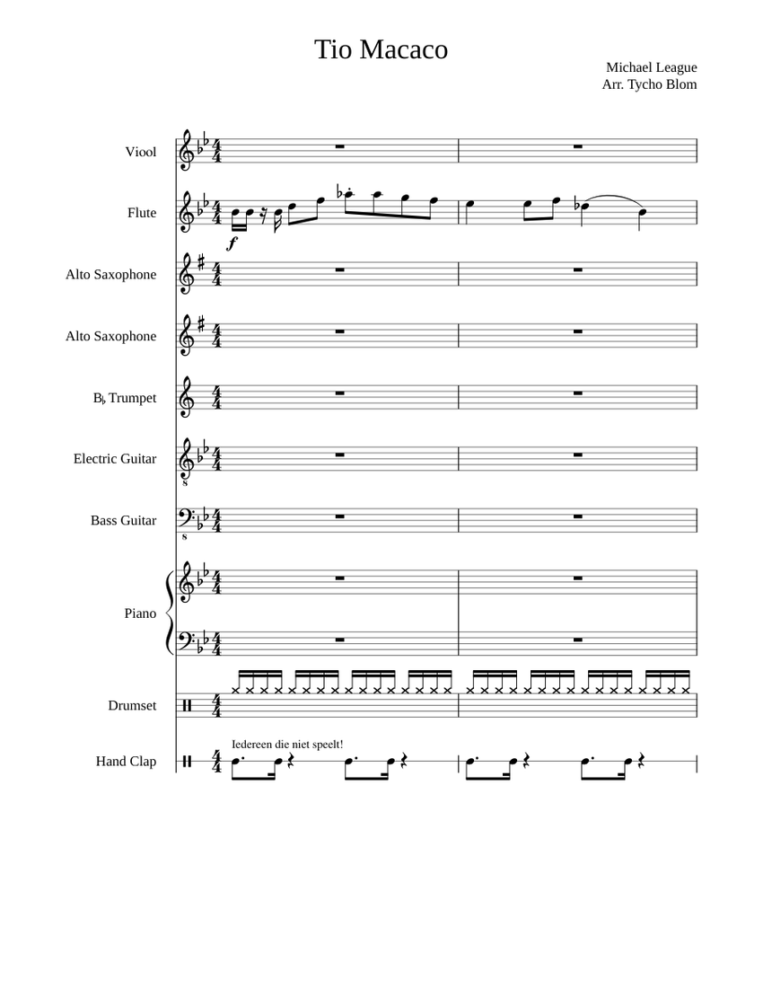 1104461 Tio Macaco Sheet music for Piano, Flute, Violin (Mixed Trio ...