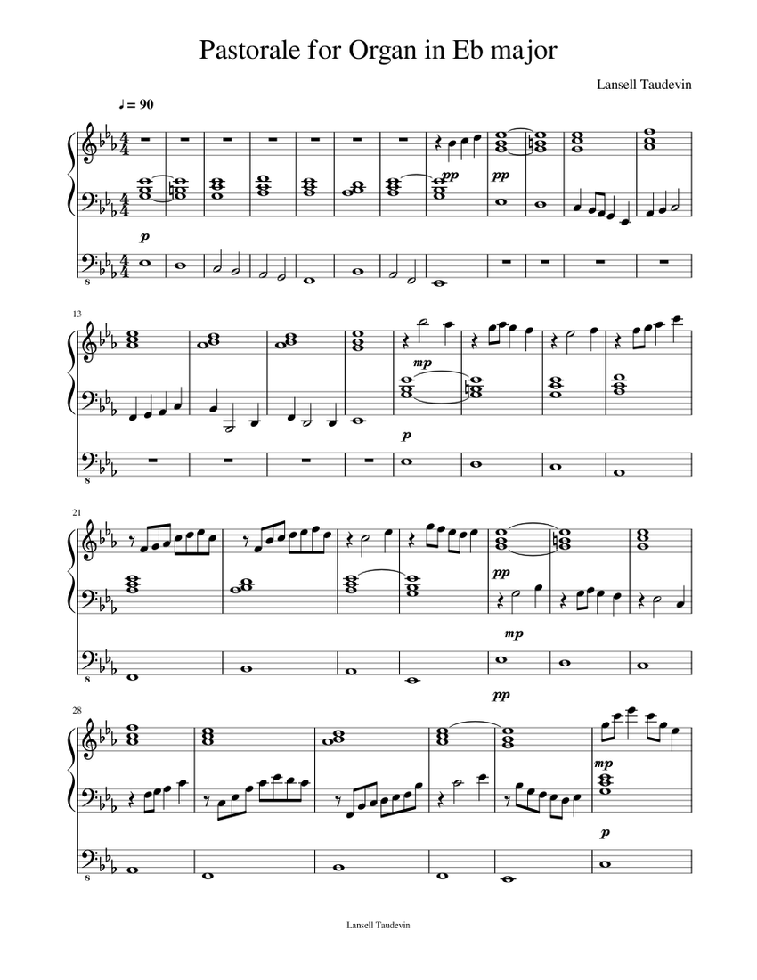 Pastorale for Organ in Eb major Sheet Music for Organ (Solo ...