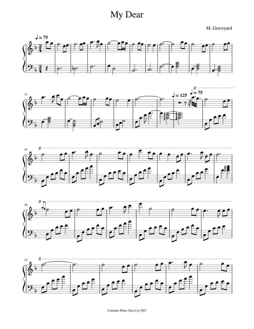 My Dear (Piano ver. in F Major) – dai Sheet music for Piano (Solo ...
