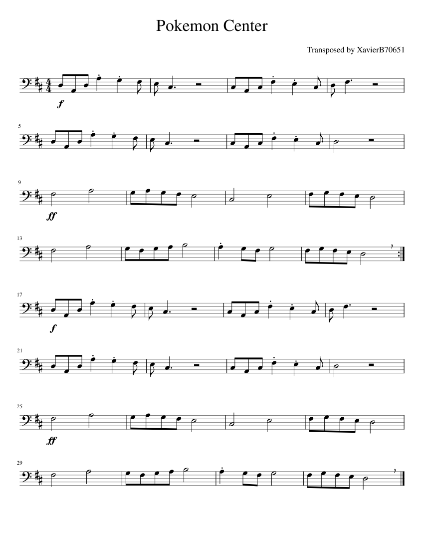 Pokemon Center Sheet Music for Cello (Solo) | MuseScore.com