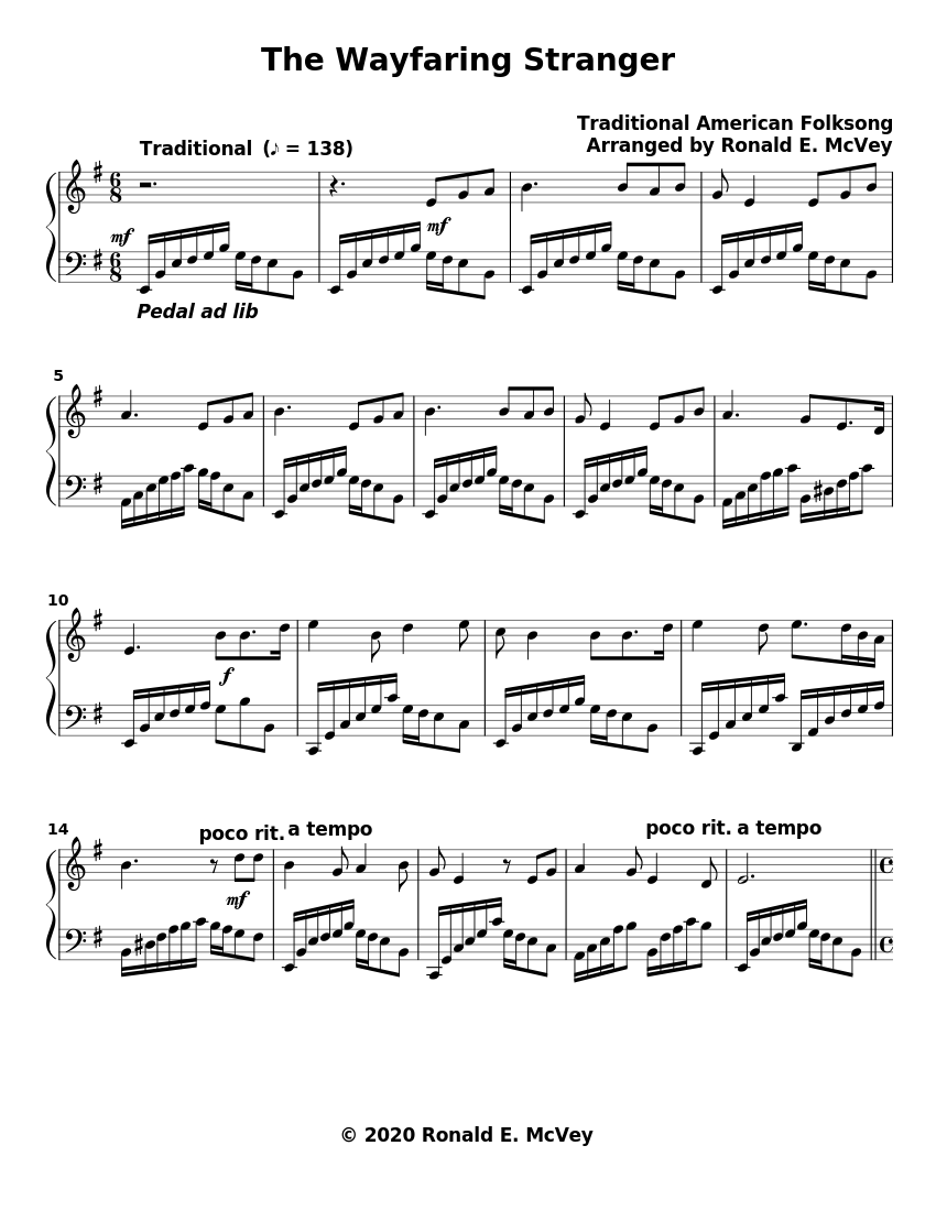 The Wayfaring Stranger Sheet Music for Piano (Solo) | MuseScore.com