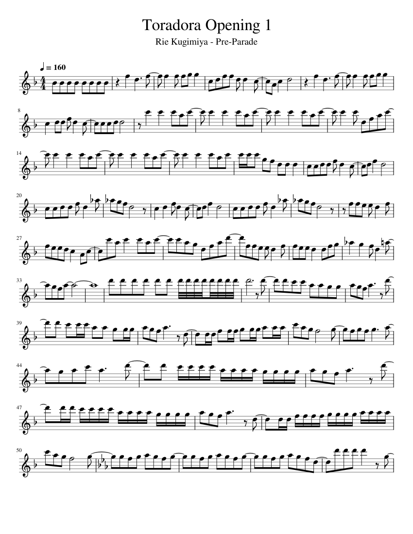 Toradora Opening 1 Sheet music for Flute (Solo) | Musescore.com