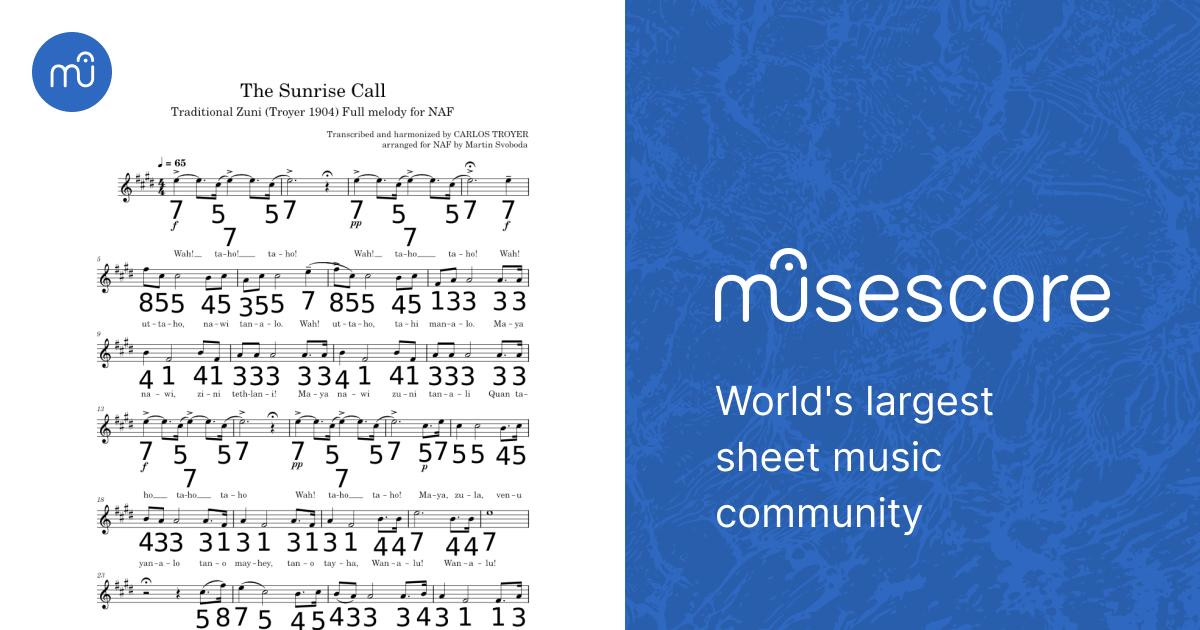 The Sunrise Call – Troyer, Full melody for NAF Sheet music for Flute ...