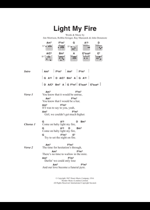 Light My Fire Guitar Chords Play Official Version Of Light My Fire