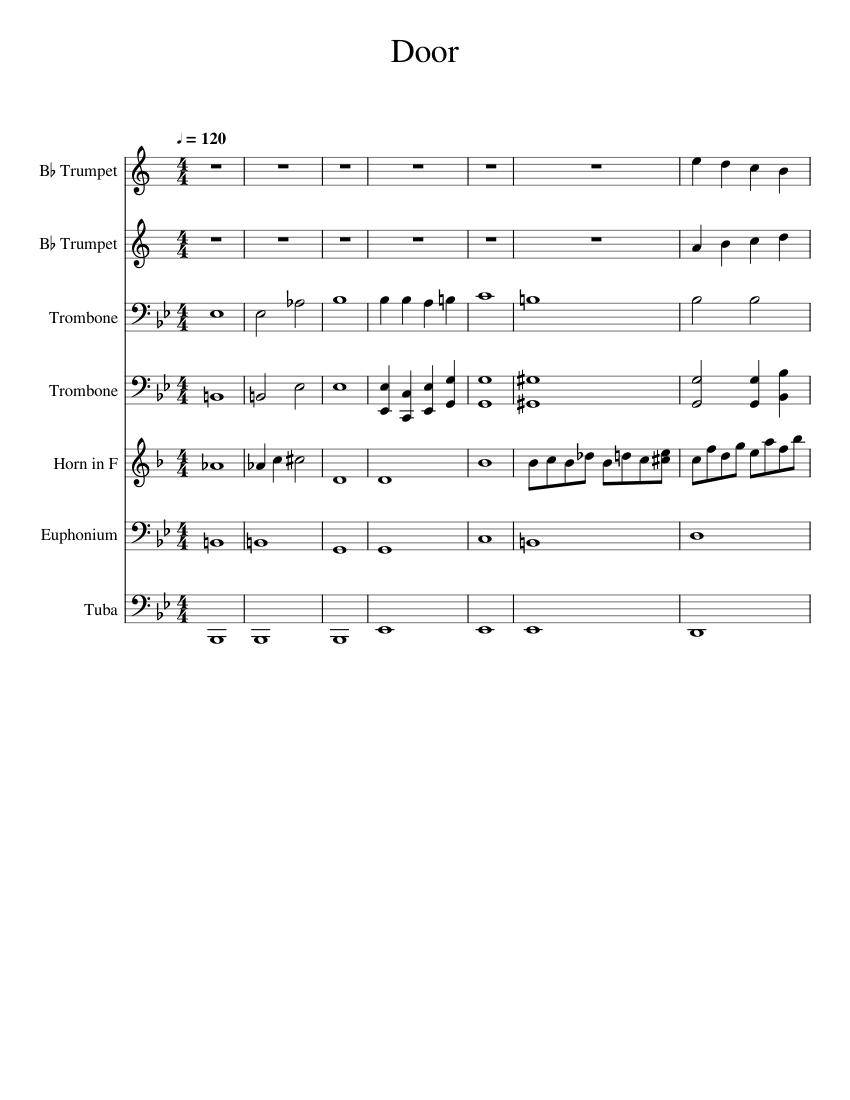 Door Sheet music for Trombone, Euphonium, Tuba, Trumpet in b-flat ...