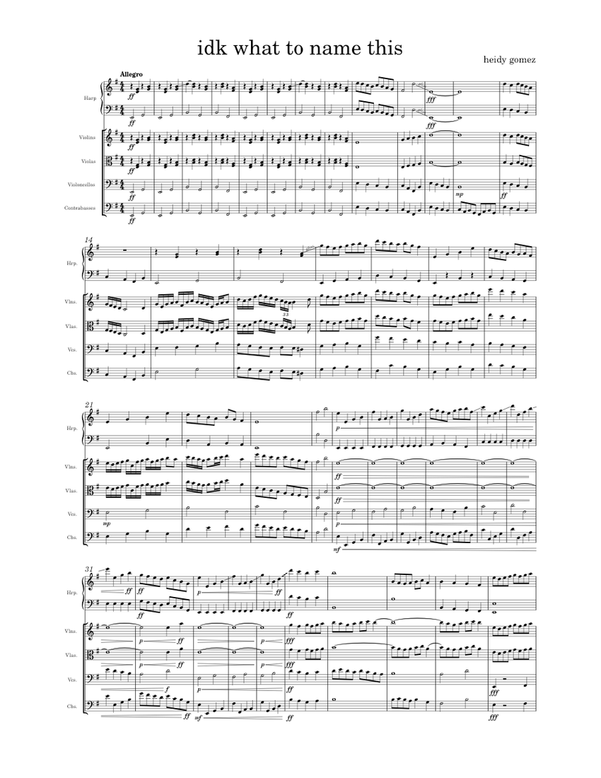 idk what to name this Sheet music for Harp, Strings group (Mixed Quintet) | Musescore.com