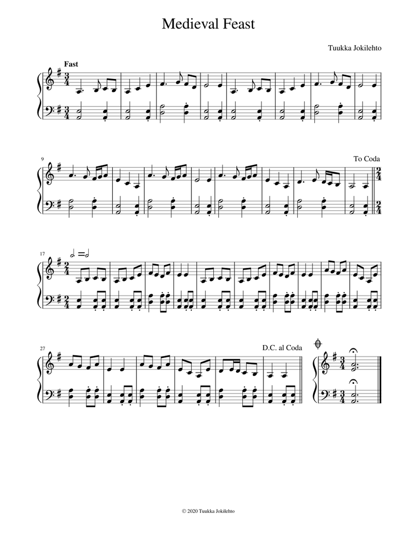 Medieval Feast Sheet Music for Piano (Solo) Easy | MuseScore.com
